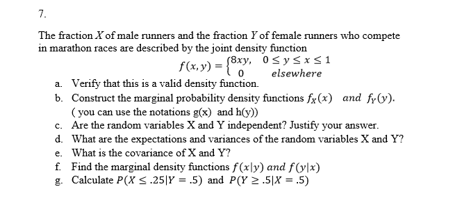 Solved The fraction X of male runners and the fraction Y of | Chegg.com Solved The fraction X of male runners and the fraction Y of | Chegg.com
