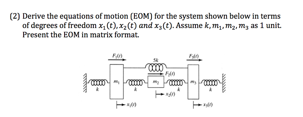 Solved (2) Derive the equations of motion (EOM) for the | Chegg.com