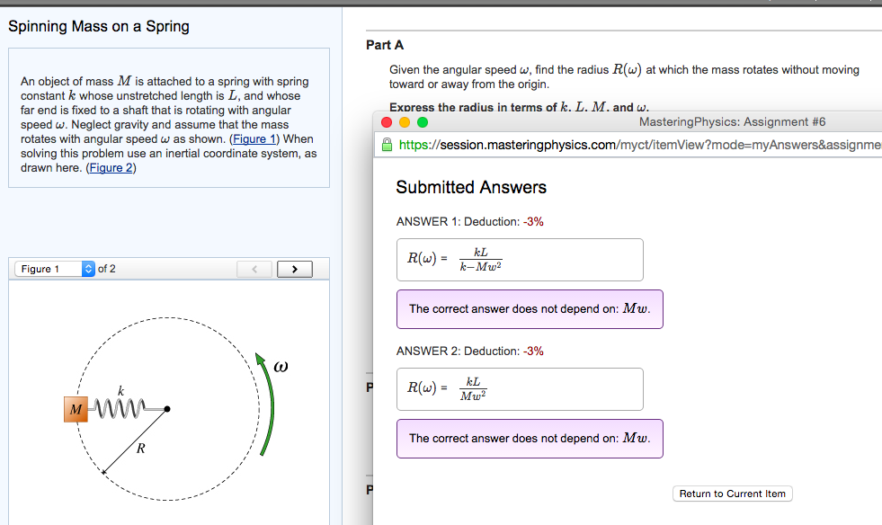 Solved: Spinning Mass On A Spring Part A Given The Angular... | Chegg.com