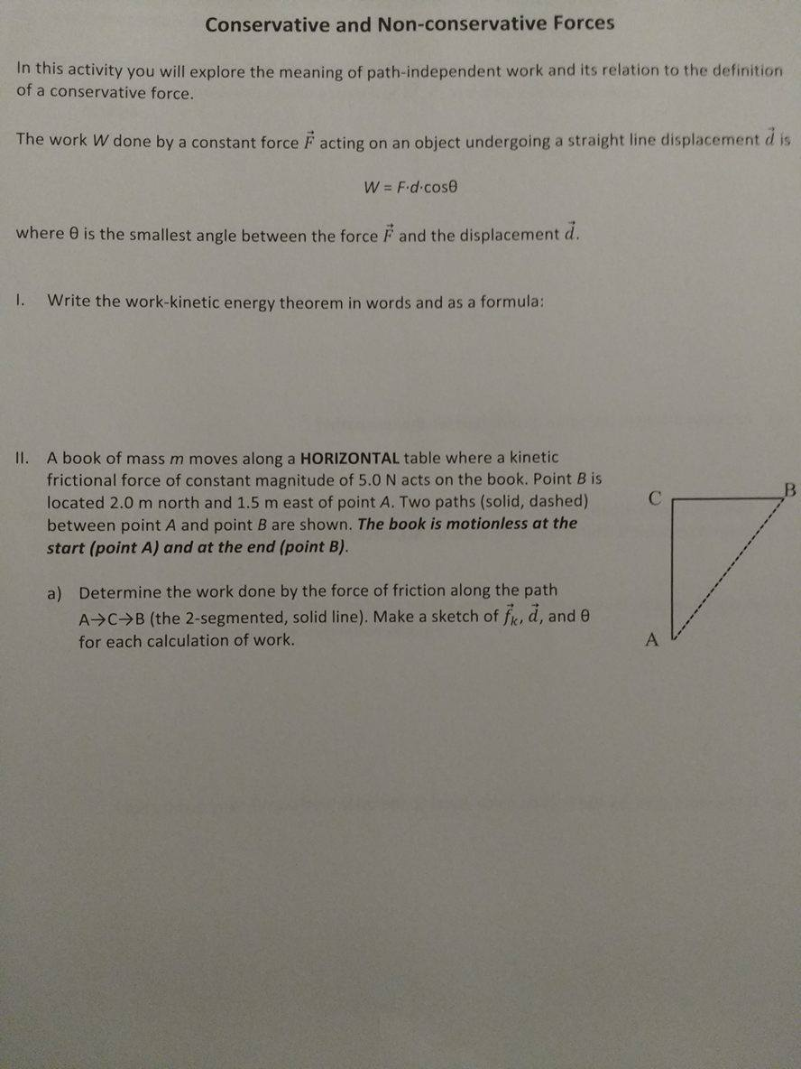 Solved: Conservative And Non-conservative Forces The Work ... | Chegg.com