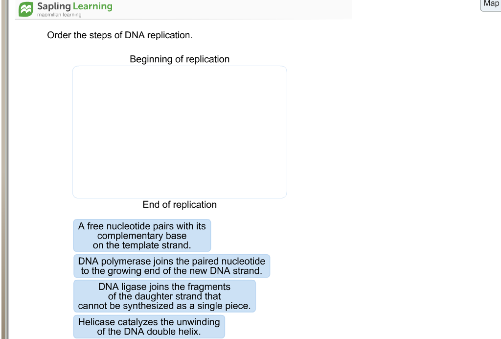 Solved: Map Sapling Learning Macmillan Learning Order The ... | Chegg.com