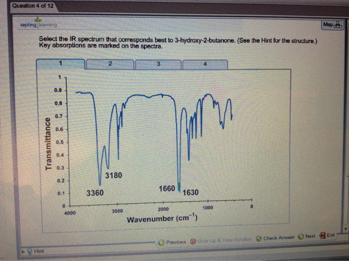 Solved: Question 4 Of 12 Sapling Learning Select The IR Sp... | Chegg.com