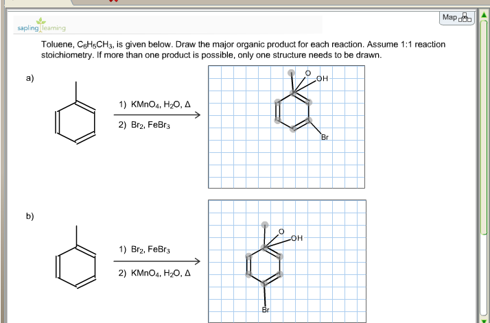 Solved: Map Sapling Learning Toluene, C6H5CH3, Is Given Be... | Chegg.com