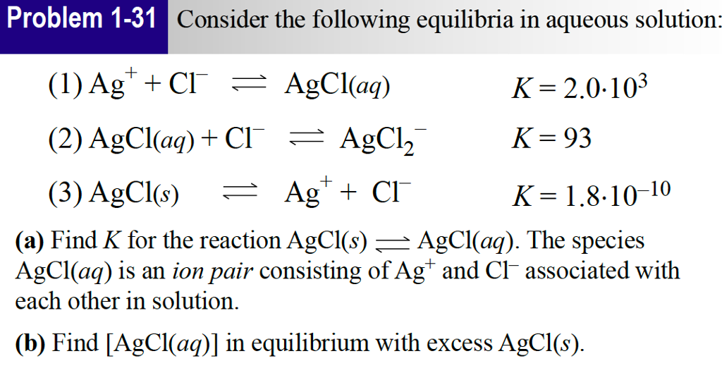Solved Problem 1-31 Consider the following equilibria in | Chegg.com