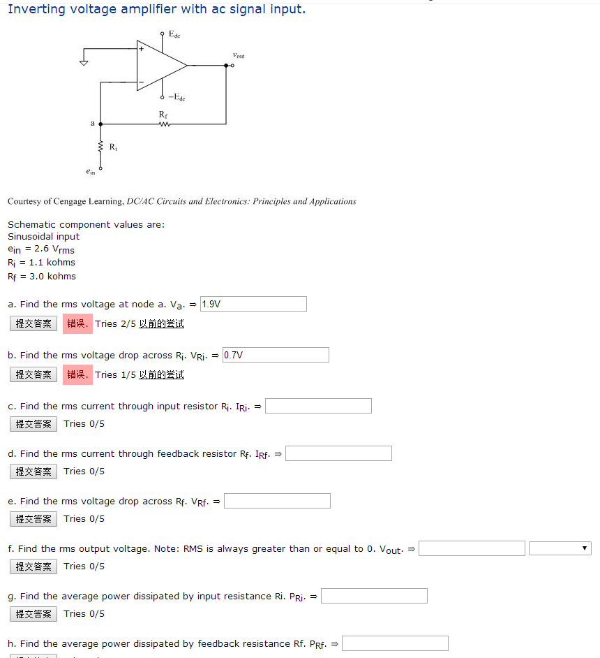 Solved: Inverting Voltage Amplifier With Ac Signal Input. ... | Chegg.com