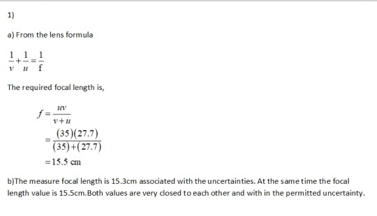 1) a) From the lens formula The required focal length | Chegg.com
