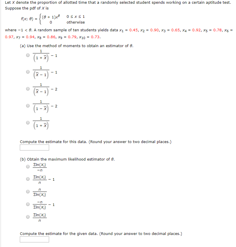Solved Let X denote the proportion of allotted time that a | Chegg.com