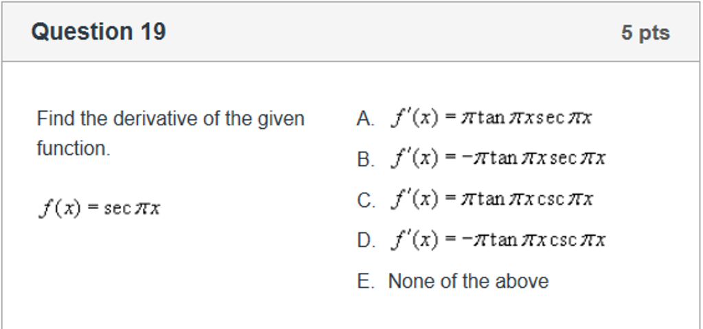 Solved Find the derivative of the given function. f(x) = | Chegg.com