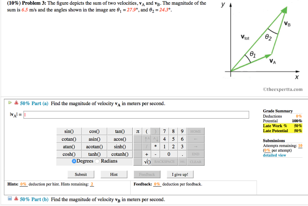 Solved: The Figure Depicts The Sum Of Two Velocities... Fi... | Chegg.com