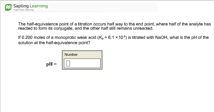 Solved: Sapling Learning Macmillan Leaming The Half-equiva... | Chegg.com