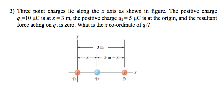 Solved: Three Point Charges Lie Along The X Axis As Shown ... | Chegg.com