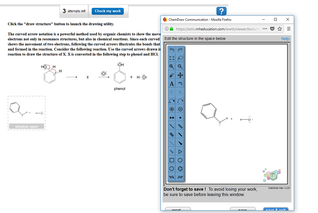 Solved: 3 Attempts Left Check My Work ChemDraw Communicati... | Chegg.com