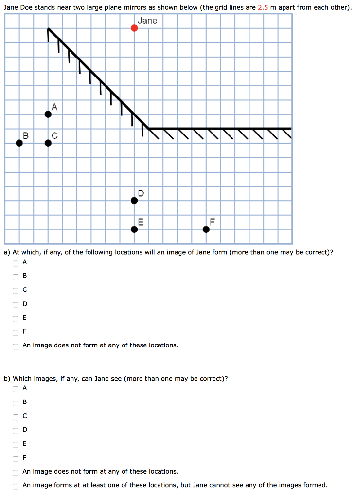 Solved: Jane Doe Stands Near Two Large Plane Mirrors As Sh... | Chegg.com