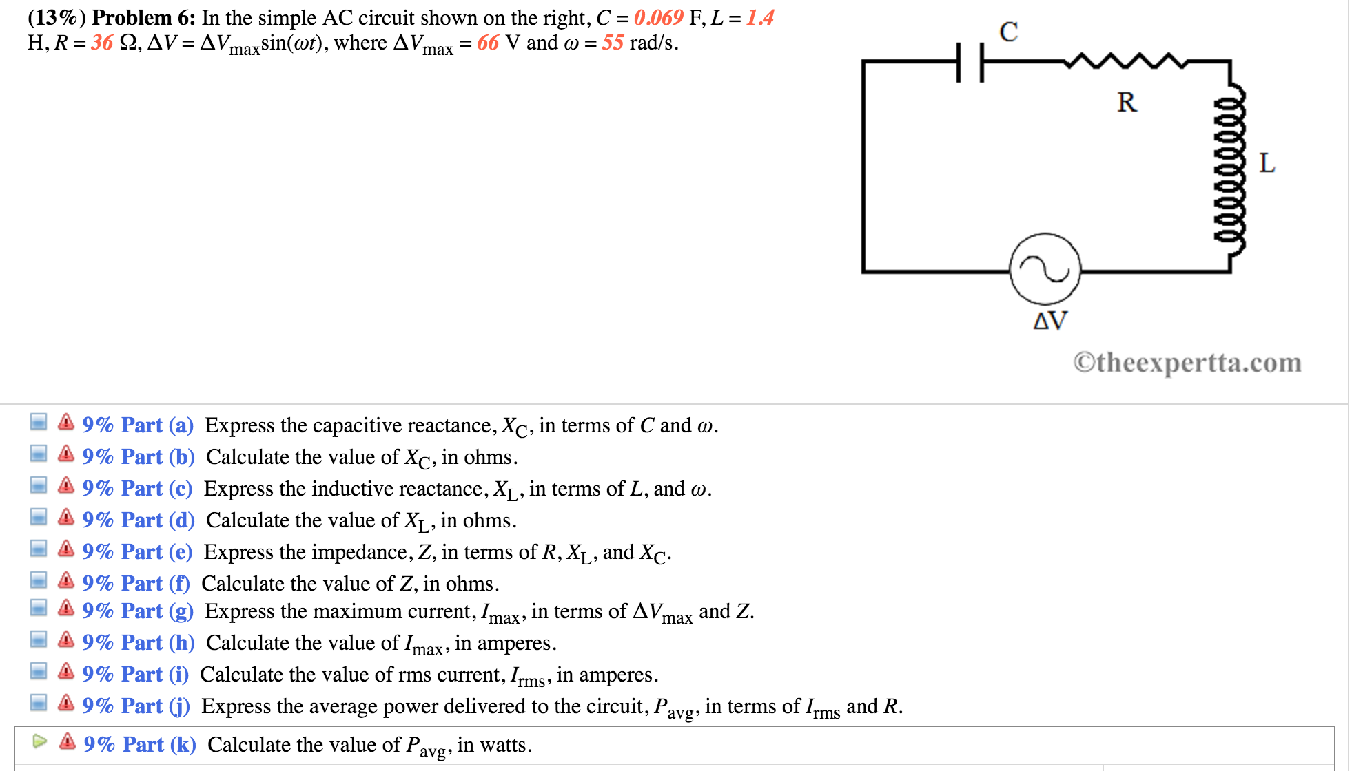 Solved: In The Simple AC Circuit Shown On The Right, C = 0... | Chegg.com