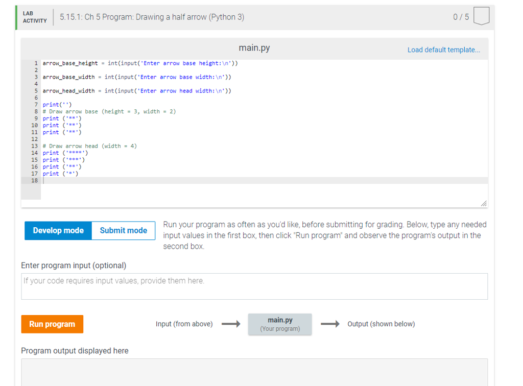Solved: 515 Ch 5 Program: Drawing A Half Arrow (Python 3) ... | Chegg.com