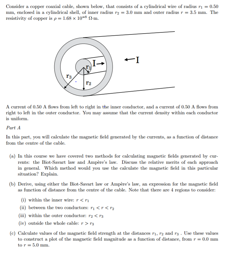 Solved: Consider A Copper Coaxial Cable, Shown Below, That... | Chegg.com