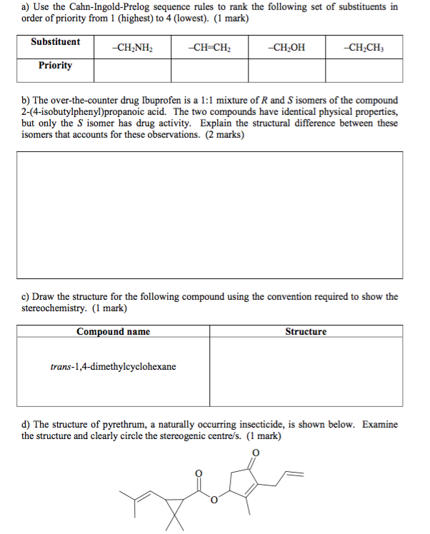 Solved: A) Use The Cahn-Ingold-Prelog Sequence Rules To Ra... | Chegg.com