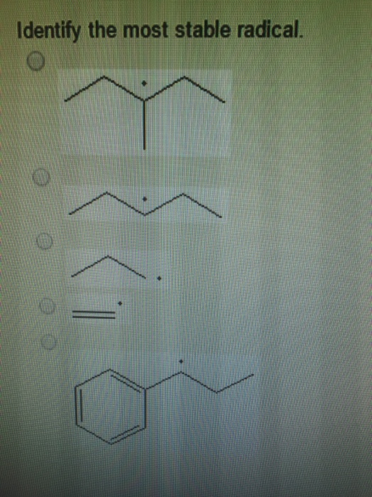 Solved: Identify The Most Stable Radical. | Chegg.com