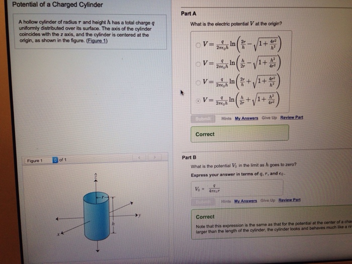 Solved: Potential Of A Charged Cylinder Part A A Hollow Cy... | Chegg.com