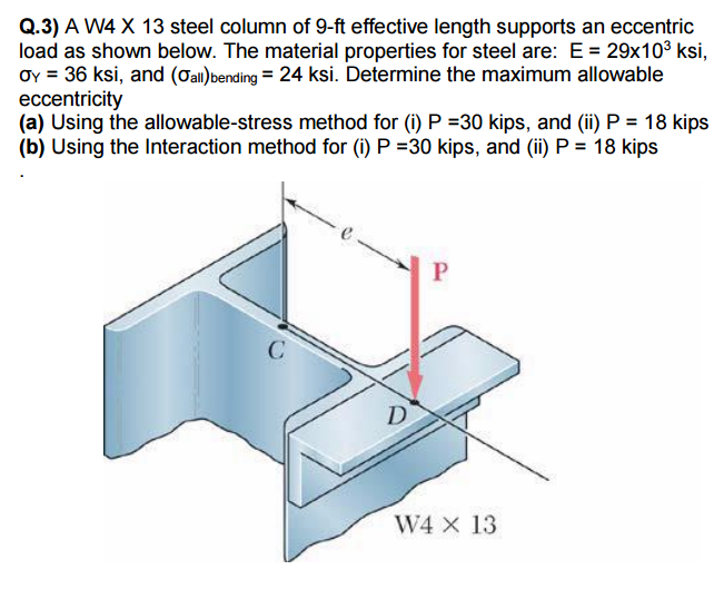 Solved: A W4 X 13 Steel Column Of 9-ft Effective Length Su... | Chegg.com