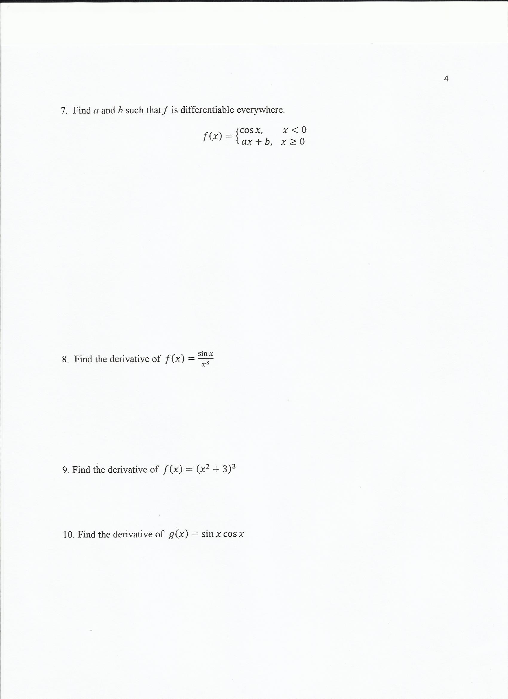 Solved: Use The Rules Of Differentiation To Find The Deriv... | Chegg.com