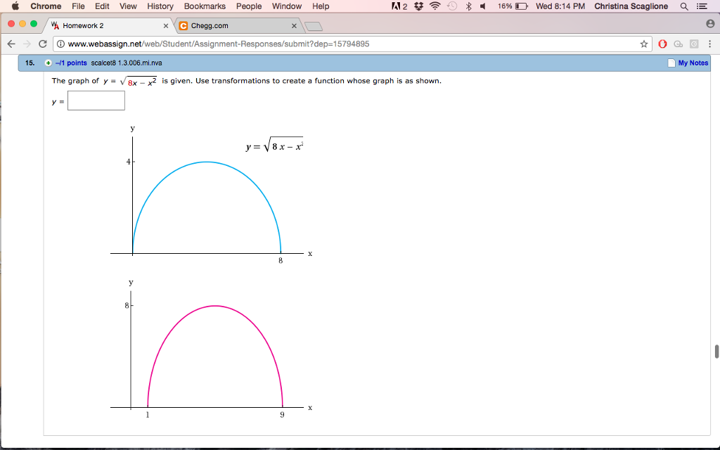 Solved The Graph Of Y 8x − X 2 Is Given Use Transform