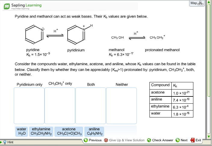 Solved: Map Sapling Learning Pyridine And Methanol Can Act... | Chegg.com