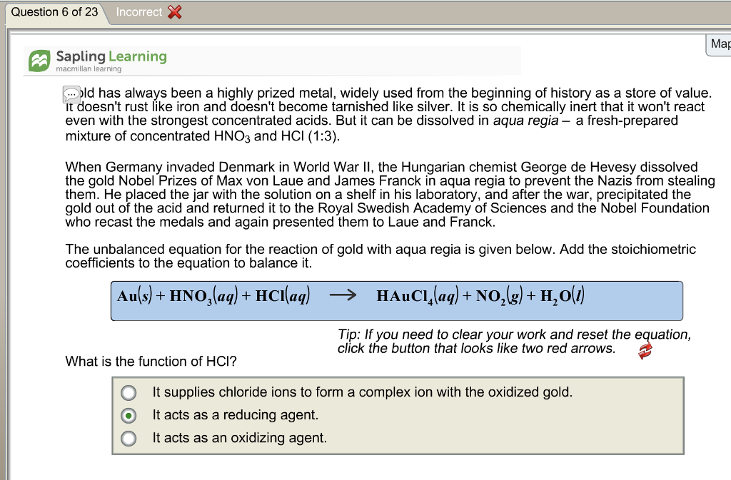 Solved Question 6 Of 23 Incorrect Ma Sapling Learning Mac