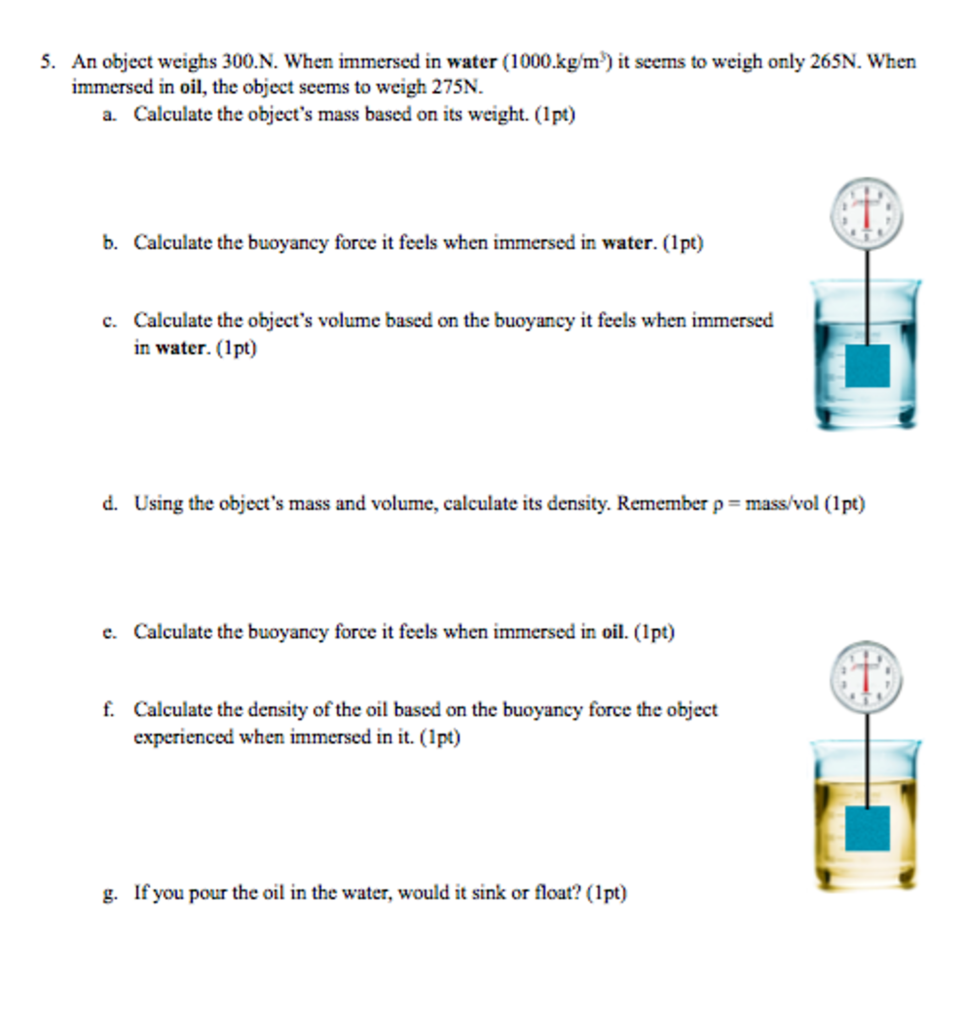 Solved: An Object Weighs 300.N. When Immersed In Water (lO... | Chegg.com Solved: An Object Weighs 300.N. When Immersed In Water (lO... | Chegg.com