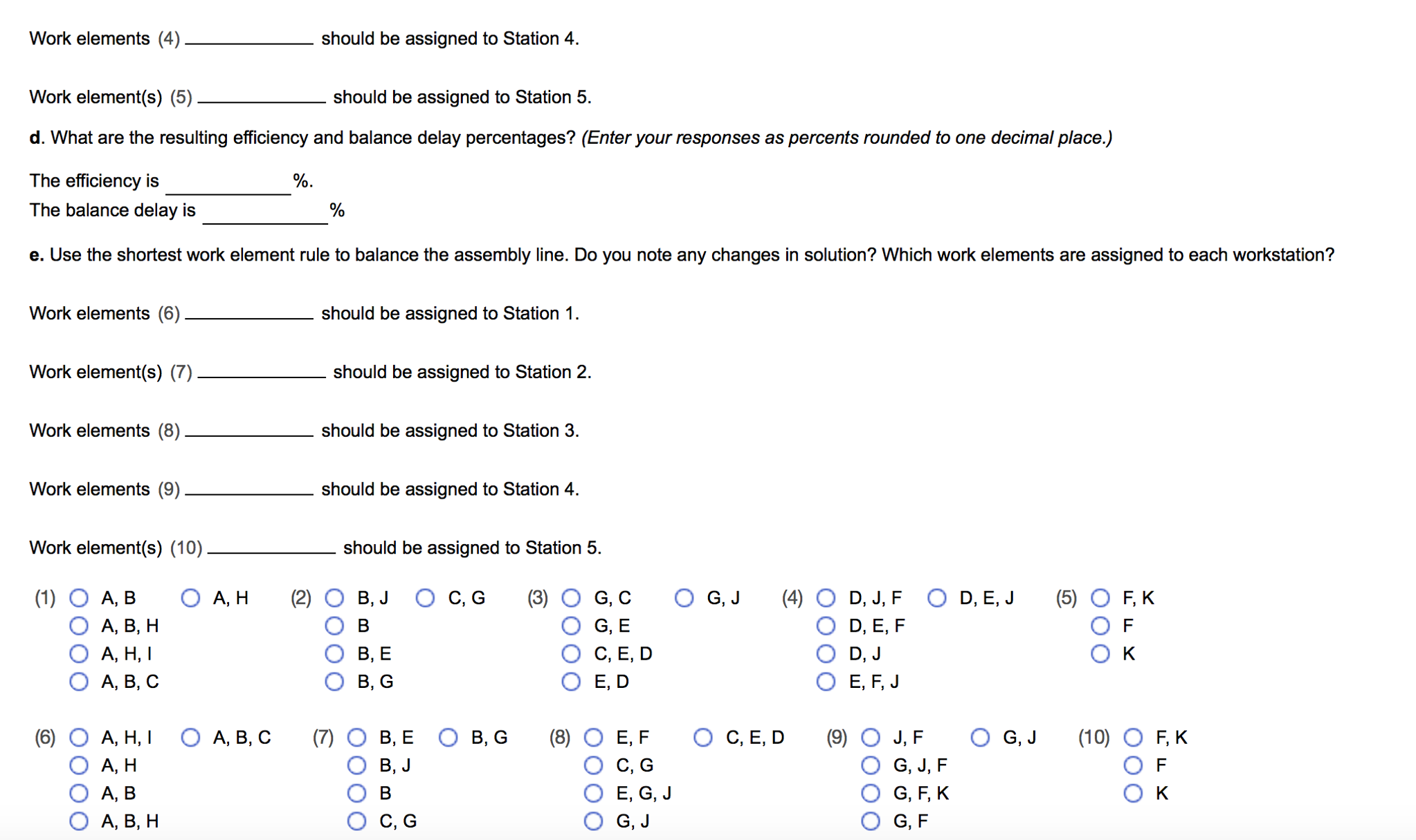 Solved Use the longest work element rule to balance the | Chegg.com