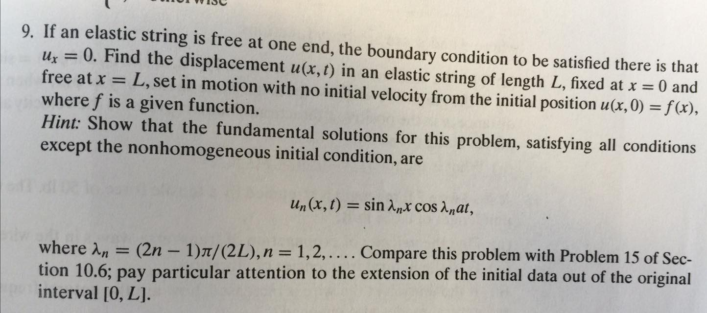 Solved If an elastic string is free at one end, the boundary | Chegg.com