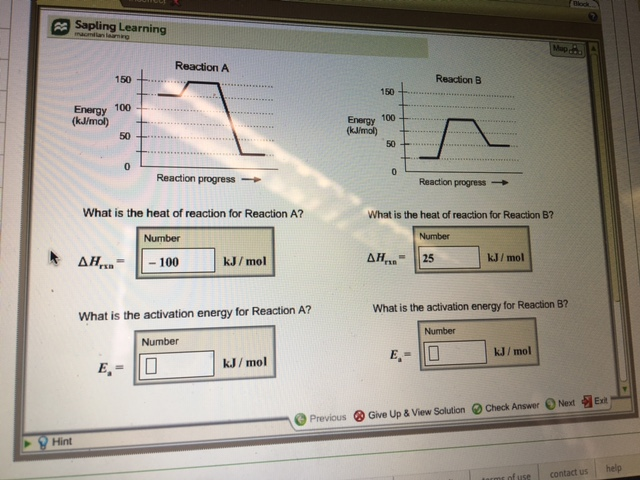 Solved: LA Sapling Learning Reaction A Reaction B 1500 150... | Chegg.com