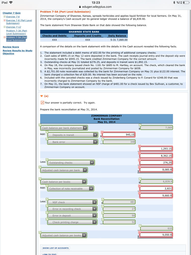 Solved: 13:23 을 Edugen.wileyplus.com Problem 7-5A (Part L... | Chegg.com