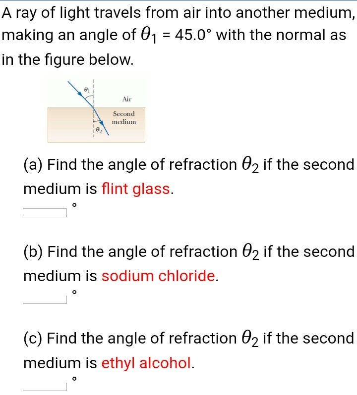Solved: A Ray Of Light Travels From Air Into Another Mediu... | Chegg.com