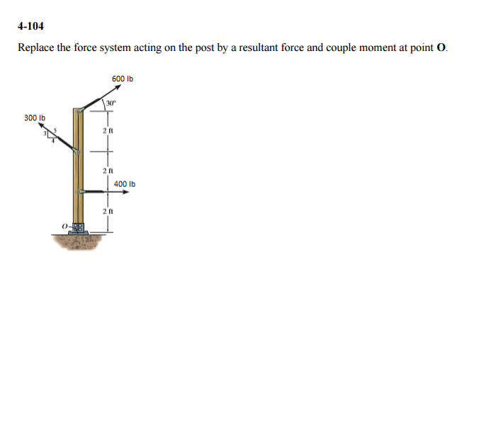 Solved Replace The Force System Acting On The Post By A