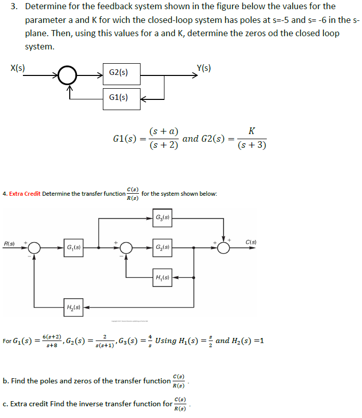 Solved: Find The Transfer Function For The Following Syste... | Chegg.com