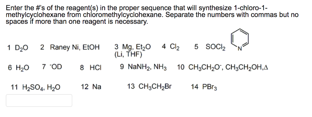 Solved Enter the #'s of the reagent(s) in the proper | Chegg.com