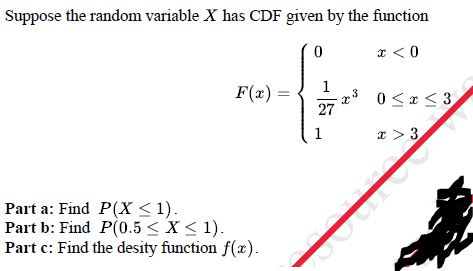 Solved Suppose the random variable X has CDF given by the | Chegg.com