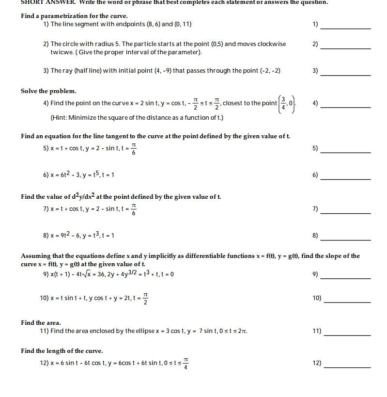 Solved: Find A Parametrization For The Curve. The Line Seg... | Chegg.com