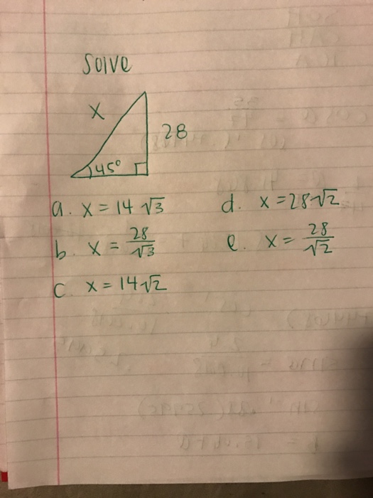 Solved Solve x = 14 squareroot 3 x =28/squareroot 3 x = | Chegg.com