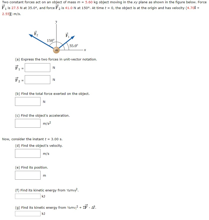 Solved: Two Constant Forces Act On An Object Of Mass M = 5... | Chegg.com