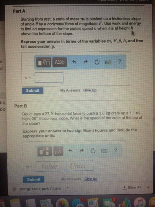 Solved: Starting From Rest, A Crate Of Mass M Is Pushed Up... | Chegg.com