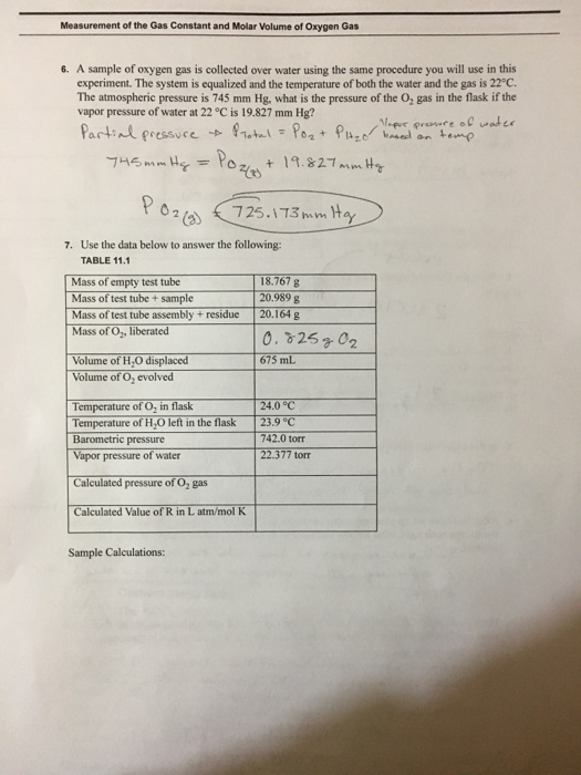 Solved: A Sample Of Oxygen Gas Is Collected Over Water Usi... | Chegg.com