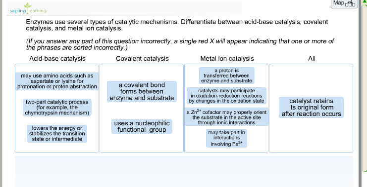 Solved: Map Sapling Learning Enzymes Use Several Types Of ... | Chegg.com