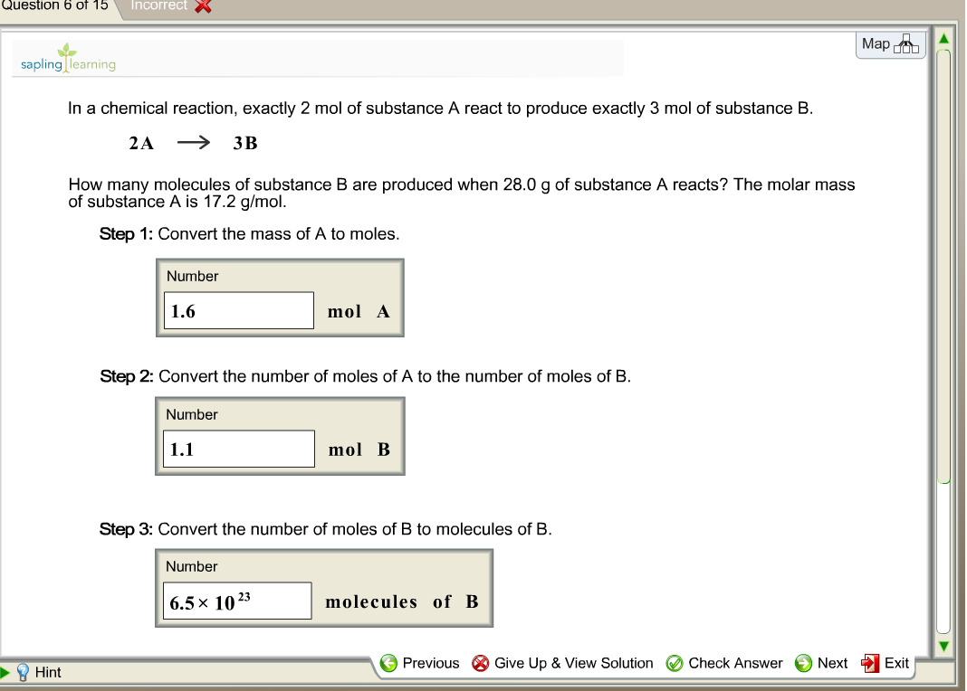 Solved: Question 6 15 15 Ncorrect Map Sapling Earning In A... | Chegg.com Solved: Question 6 15 15 Ncorrect Map Sapling Earning In A... | Chegg.com