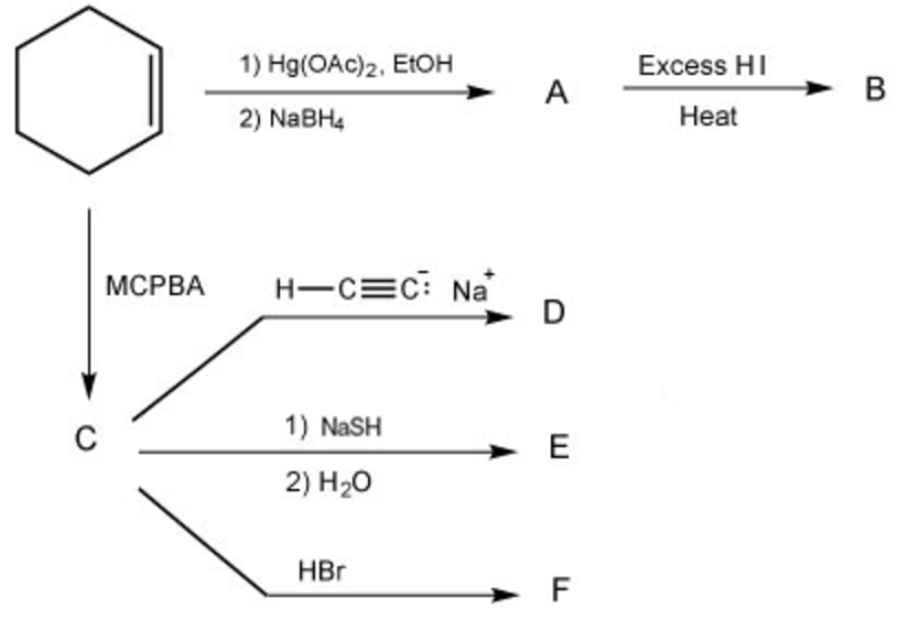 Solved 1) Hg(OAc)2, EtOH Excess HI 2) NaBH4 Heat 1) NaSH 2) | Chegg.com