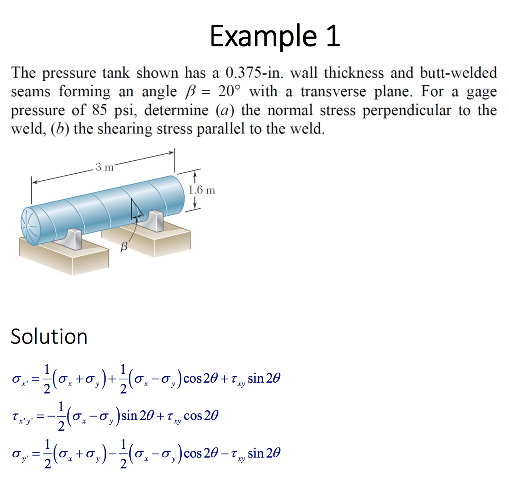 Solved The pressure tank shown has a 0.375-in. wall | Chegg.com