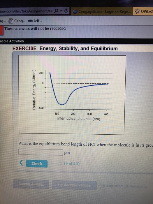 Solved: What Is The Equilibrium Bond Length Of Hcl When Th... | Chegg.com