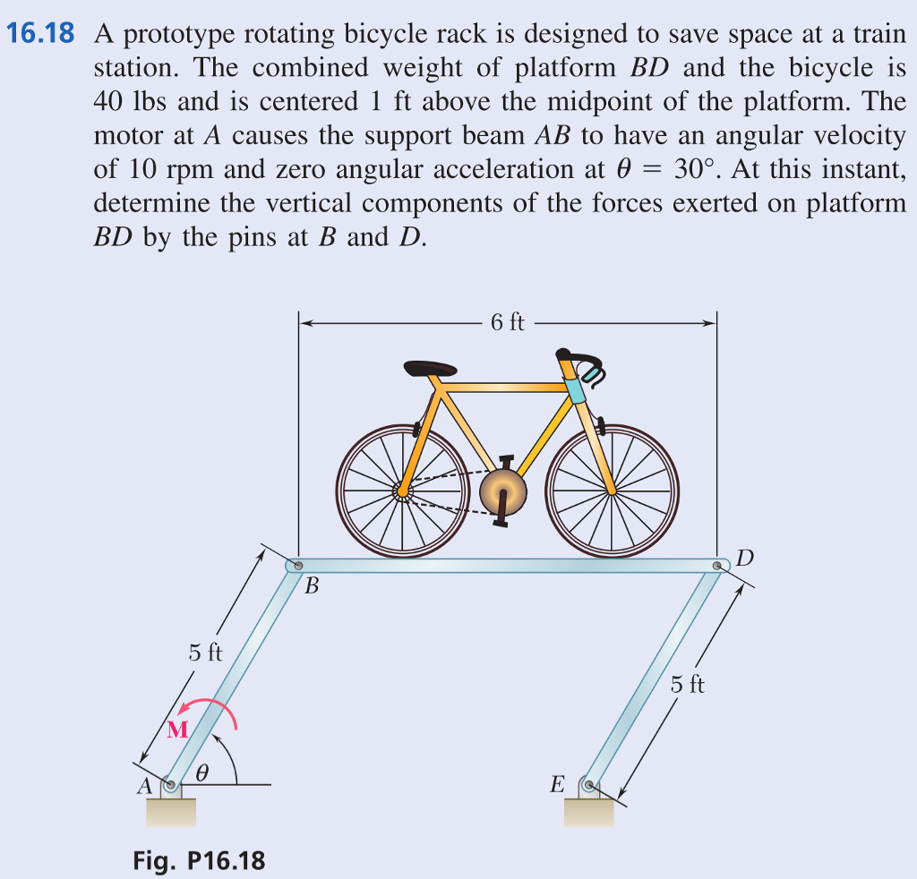 Solved 16.18 A prototype rotating bicycle rack is designed | Chegg.com