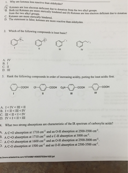 Solved: Why Are Ketones Less Reactive Than Aldehydes? Keto... | Chegg.com